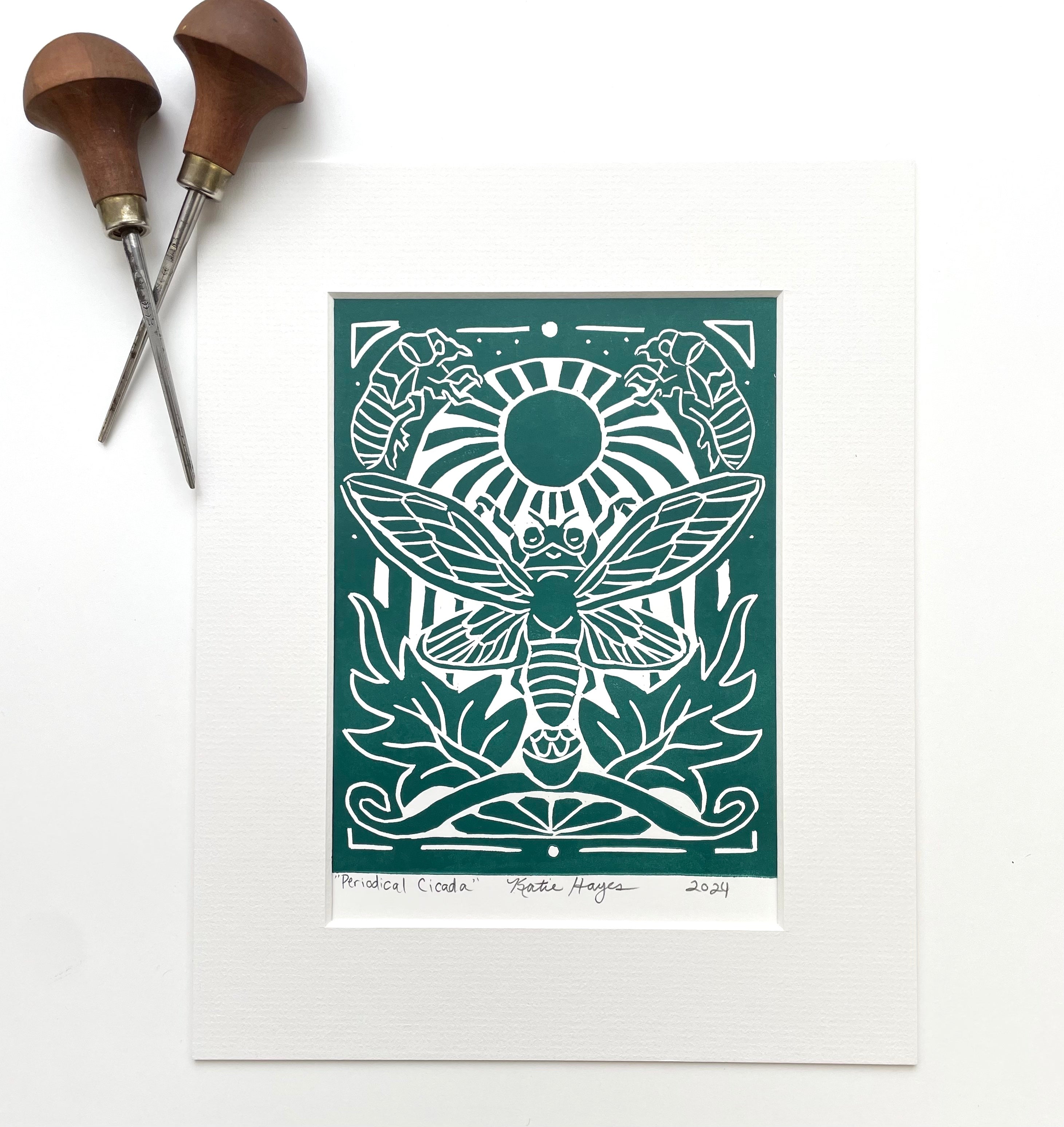 Periodical Cicada, Hand Pressed Open Edition Block Print 8x10 – New ...