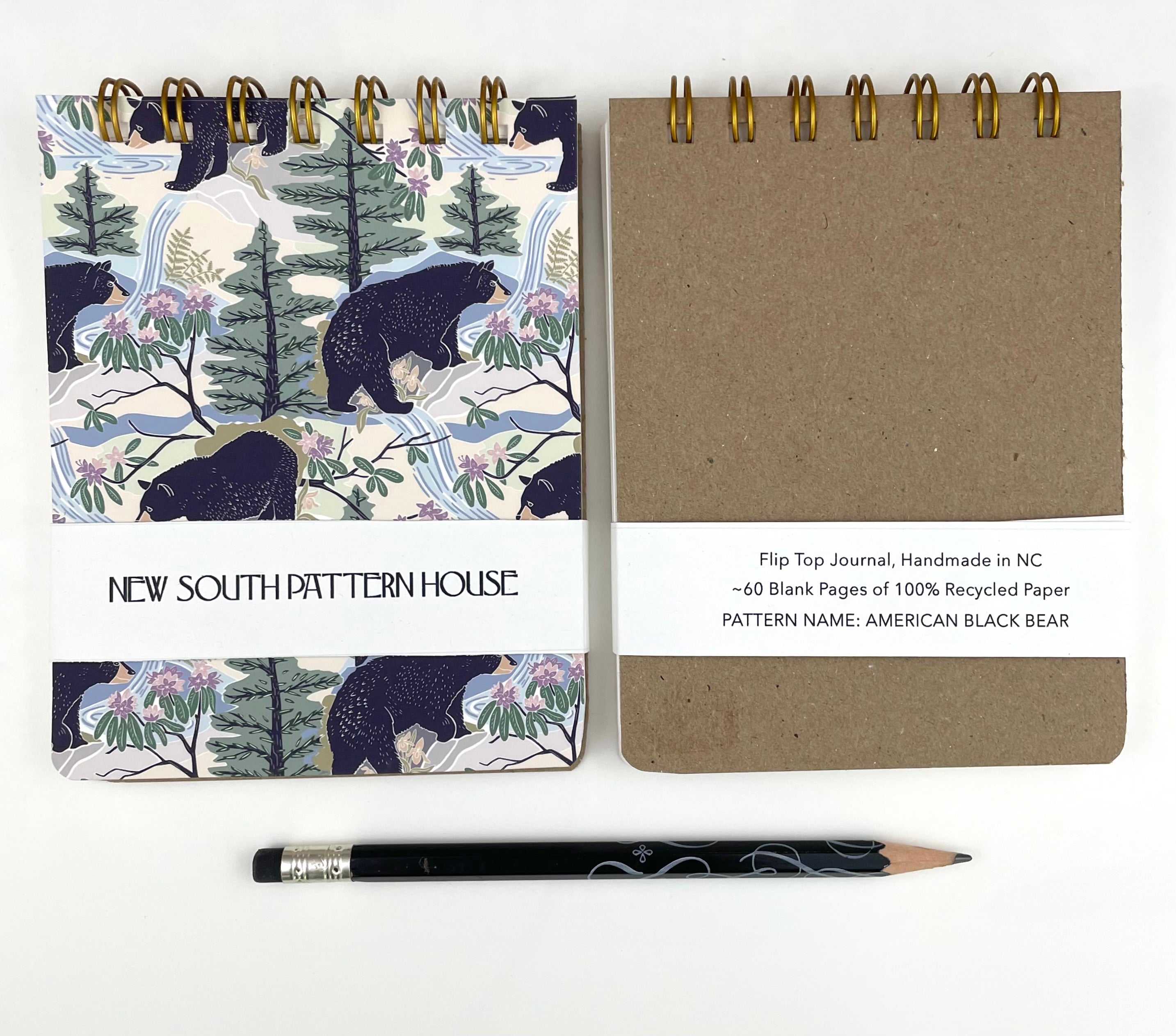 Handmade A2 sized mini journal- American Black Bear – New South Pattern ...